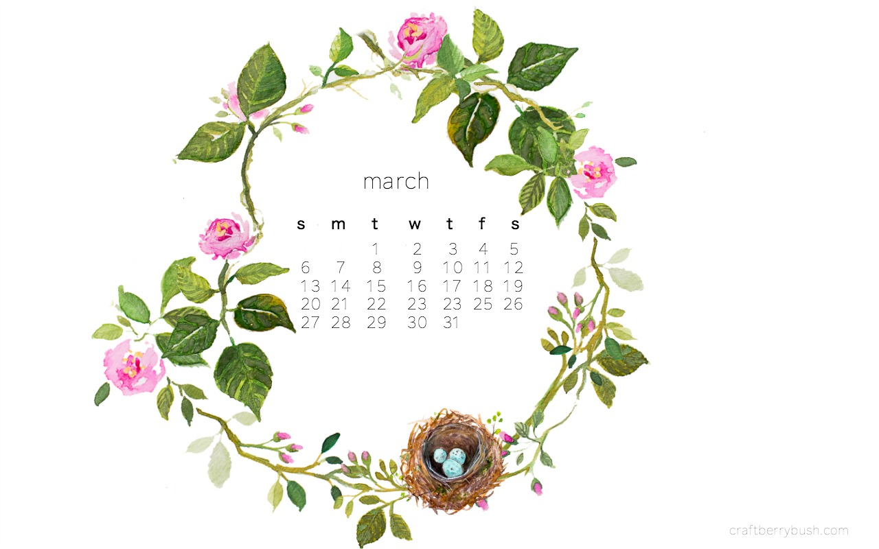 March Desktop Watercolor Calendar