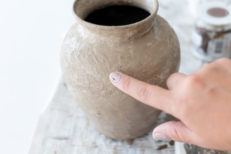 Rustic Vase DIY Using Texture Paint