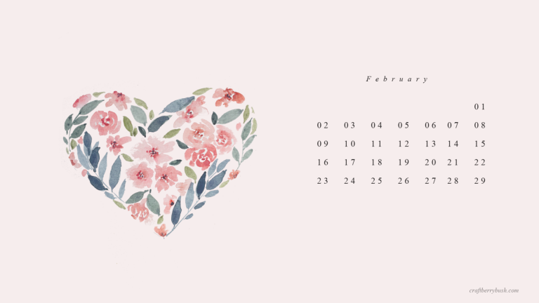 February Watercolor Wallpaper Calendar