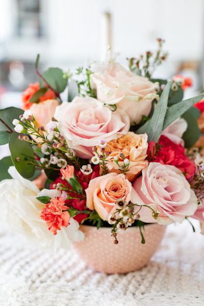 Spring arrangement using grocery store roses