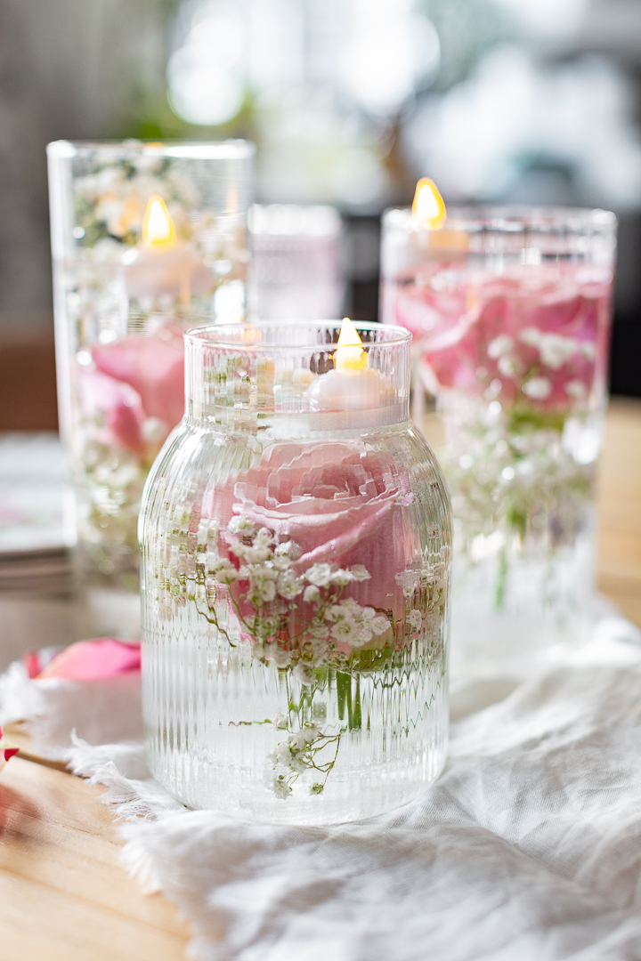 Easy Rose and candle centerpiece